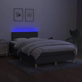 Box spring postel s matrací a LED tmavě šedá 120x200 cm textil 3133542