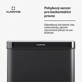 Klarstein Touchless, senzorový odpadkový koš, 60 l, z nerezavějící oceli, Soft-Close zavírání, napájen baterií, LED displej, časovač
