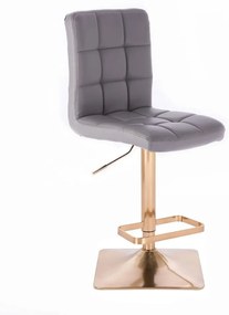 LuxuryForm DESIGN Barová židle TOLEDO na zlaté hranaté podstavě - šedá