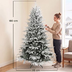 HOMCOM Vánoční stromek se sněhovou pokrývkou, 180 cm, 1920 špiček, skládací systém, umělý, plný