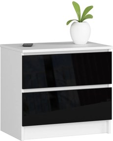 Noční stolek K60 2SZ CLP bílá/černý lesk