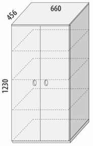 Domestav - DOMINO Skříň 2 dvířková 3 police hloubka 456 buk cink, olejovaný