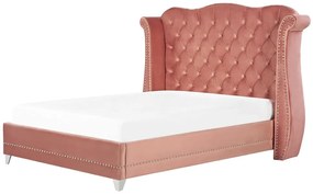 Sametová postel 140 x 200 cm růžová AYETTE Beliani