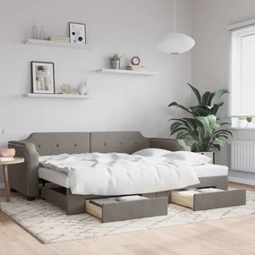 Válenda s přistýlkou a zásuvkami taupe 90 x 200 cm textil 3197673