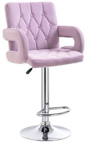 LuxuryForm Barová židle  BOSTON VELUR na stříbrném talíři - fialový vřes