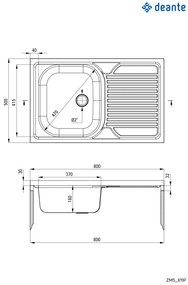 Deante Dřez Tango s odkapávačem na pravé straně, nerez - ZM5 011P