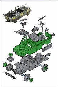 Seva Stavebnice Monti 29 Commando Land Rover / 1:35 / od 6 let