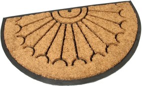 Kokosová čistící venkovní vstupní půlkruhová rohož Rays, FLOMAT - délka 45 cm, šířka 75 cm a výška 2,2 cm