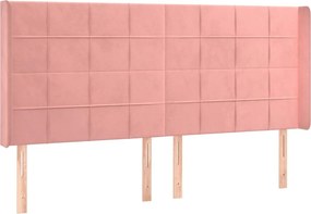 Box spring postel s matrací a LED růžová 160x200 cm samet 3139576