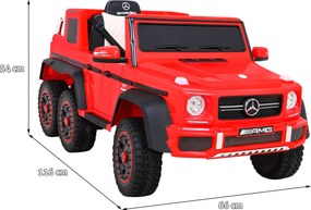 Ramiz Mercedes G63 AMG elektrické autíčko pro děti červené + dálkové ovládání + 6 EVA kol + pomalý start + MP3 + LED