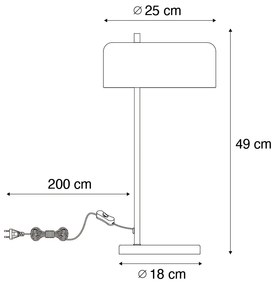 Retro stolní lampa černá se zlatým vnitřkem - Jinte
