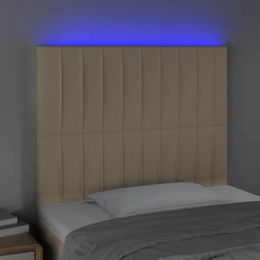 Čelo postele s LED krémové 100x5x118/128 cm textil 3122657