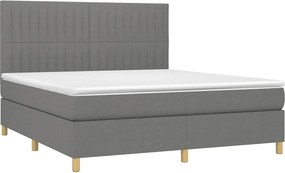 Box spring postel s matrací a LED tmavě šedá 160x200 cm textil 3135606