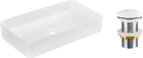 Comad Keramické umyvadlo na desku Slim 60 61x34 + výpusť Click-Clack, bílá