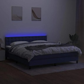 Box spring postel s matrací a LED modrá 160x200 cm textil 3133491