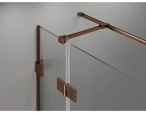 Mexen Lunar T, sklápěcí sprchový kout levý 110 x 70 cm, 8mm čiré sklo, profil růžové zlato, 834T-110-070-60-00-L