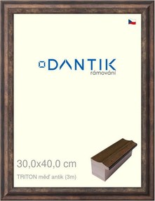 DANTIK rámeček 30x40 | TRITON měď antik (Plexi Čiré)