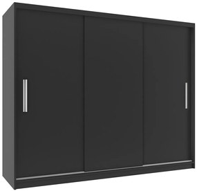 Šatní skříň 232 cm Belini černý mat s posuvnými dveřmi a zrcadlem  SI SZP4/2/1B/3B/0/AL