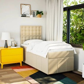 Box spring postel s matrací krémová 100 x 200 cm textil 3293898