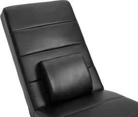 HOMCOM Relaxační lehátko kožené s masážní funkcí, 58 x 163 x 87 cm, do 120 kg, 8 masážních bodů, s dálkovým ovládáním, vysoký opěrný polštář, černá |…