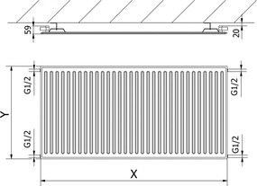 Mexen CH10 Hygienický panelový radiátor 600 x 1600 mm, boční připojení, 999 W, antracitová, W410H-060-160-66