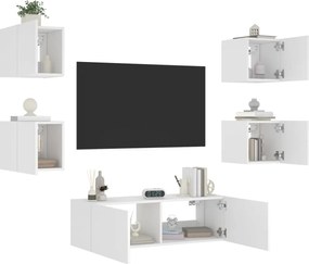 vidaXL 5dílná obývací stěna s LED osvětlením [3216864] Barva: Bílá
