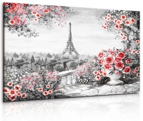Malvis ® Obraz reprodukce Paříž s růžemi Velikost: 150x100 cm