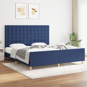 Rám postele s čelem modrý 180x200 cm textil 3125403