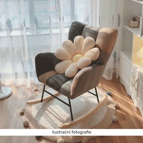 Designové houpací křeslo, patchwork šedá / béžová, KEMARO