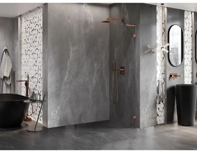 Mexen, Mexen Lunar L sprchová stěna pravá 80 x 200 cm, průhledná 8 mm, růžové zlato - 830L-080-000-60-00-P
