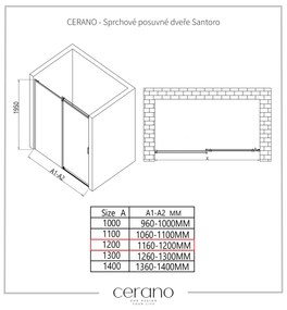 CERANO - Sprchové posuvné dveře Santoro L/P - chrom, transparentní sklo - 120x195 cm