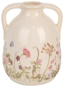 Keramická váza s oušky a lučními květy Flowers of Love M - Ø 14*18 cm