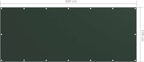 Balkónová zástěna tmavě zelená 120 x 300 cm oxfordská látka 135004