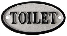 Bílá litinová cedulka Toilet – 10x1x5 cm