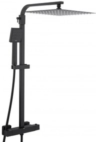 Erga Goba, sprchová souprava s termostatickou baterií a dešťovou hlavicí 30x30 cm, černá matná, ERG-YKA-BP.GOBA-THERM-30-BLK
