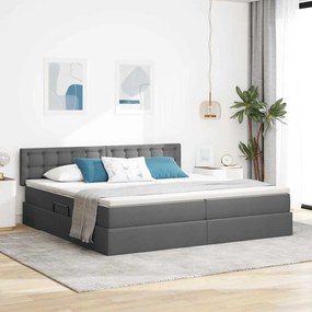 Postel s úložným prostorem a matrací Tmavě šedá 200 x 200 cm 3370657