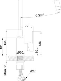 Invena Ksanti, dřezová baterie s flexibilním ramenem a 2-funkčním provzdušňovačem, černá matná, INV-BZ-37-004-L