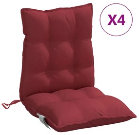 vidaXL Podušky na židli s nízkým opěradlem 4 ks vínové oxfordská látka