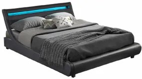 Tempo Kondela, s.r.o. Manželská postel s RGB LED osvětlením, černá, 180x200, FELINA