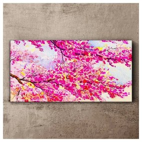 Obraz na plátně - Větve růžové kreslené 100 x 50 cm