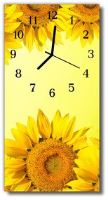 Skleněné hodiny vertikální Květiny Slunečnice žlutá