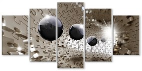 Malvis ® Obraz trojrozměrné zlaté puzzle Velikost: pětidílné schody - 150x75 cm