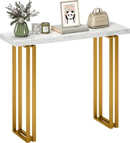 HOMCOM konzolový stolek s mramorovým efektem, bílý a zlatý, 100 x 30 x 78,5 cm | Aosom
