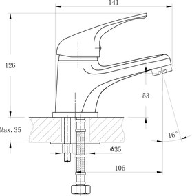 Bruckner Hoffer umyvadlová baterie stojánková bez výpusti chrom 424.002.1