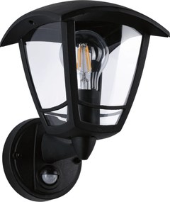 P 94647 Venkovní nástěnné svítidlo Classic Curved pohybové čidlo IP44 hranaté 164x180mm max. 12W 230V černá umělá hmota - PAULMANN