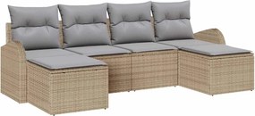 Set pohovek 6 ks Beige a světle šedá polyratan 3354819