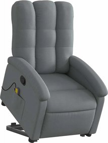 Zvedací masážní polohovací křeslo tmavě šedé textil 3204105