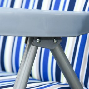 Outsunny lehátko sada 2 lehátek s polštářem skládací nastavitelné opěradlo ocel polyester modrá 60x75x65-102cm na zahradní terasu | Aosom.de