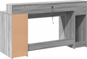 Psací stůl s LED šedý sonoma 160 x 55 x 91 cm kompozitní dřevo 3309434