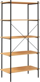 Policový regál s 5 policemi černý a dub 80 x 40 x 163 cm 336348